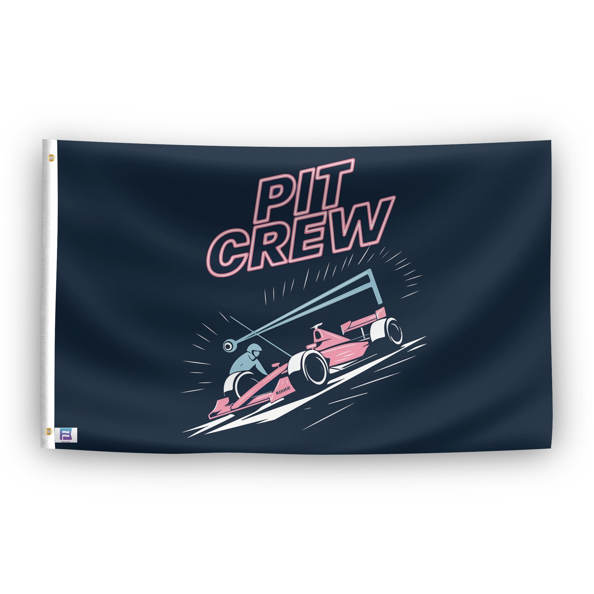 PIT Crew Flag – Neon Garage Decor | Bannerfi