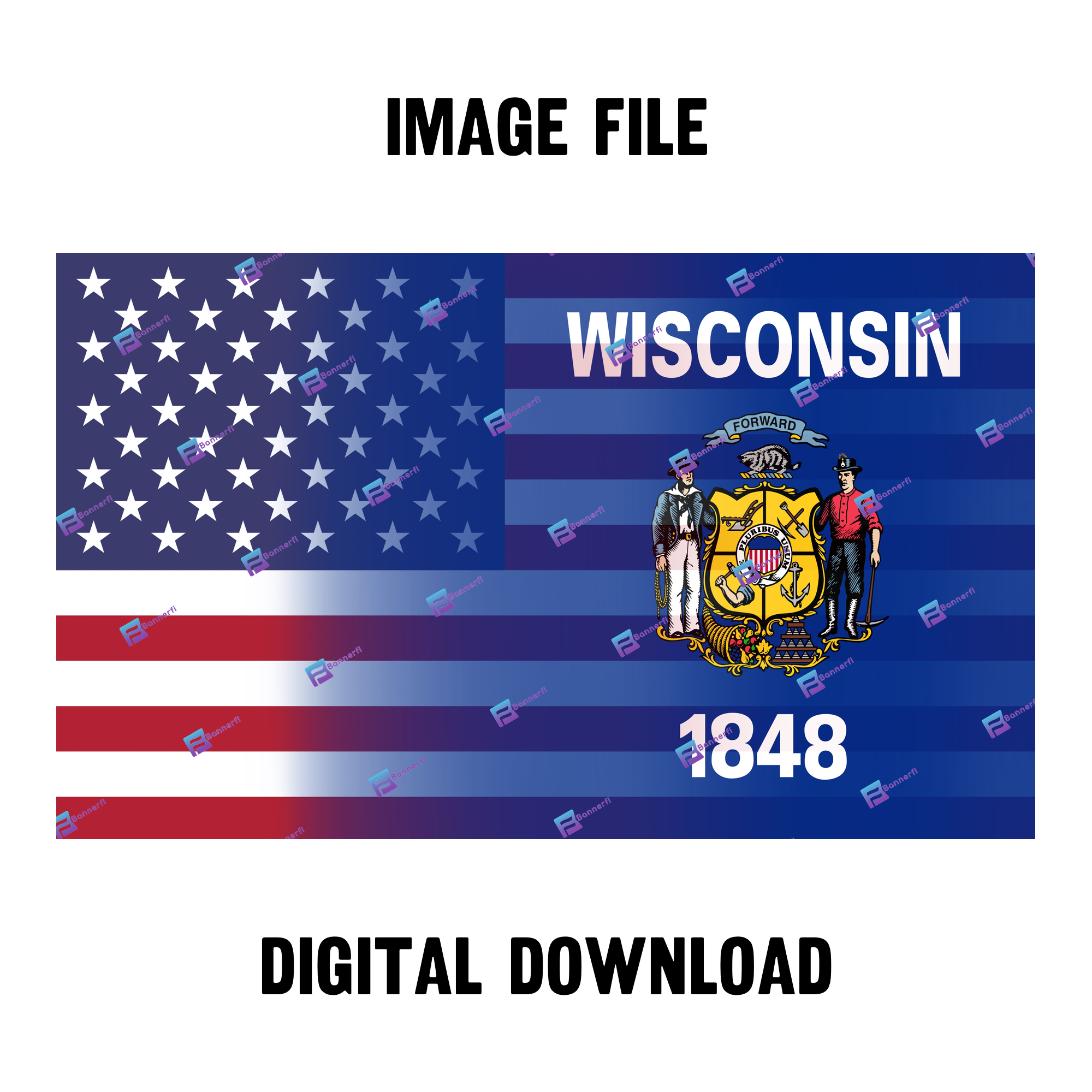 Wisconsin & American Flag Design Download | Bannerfi