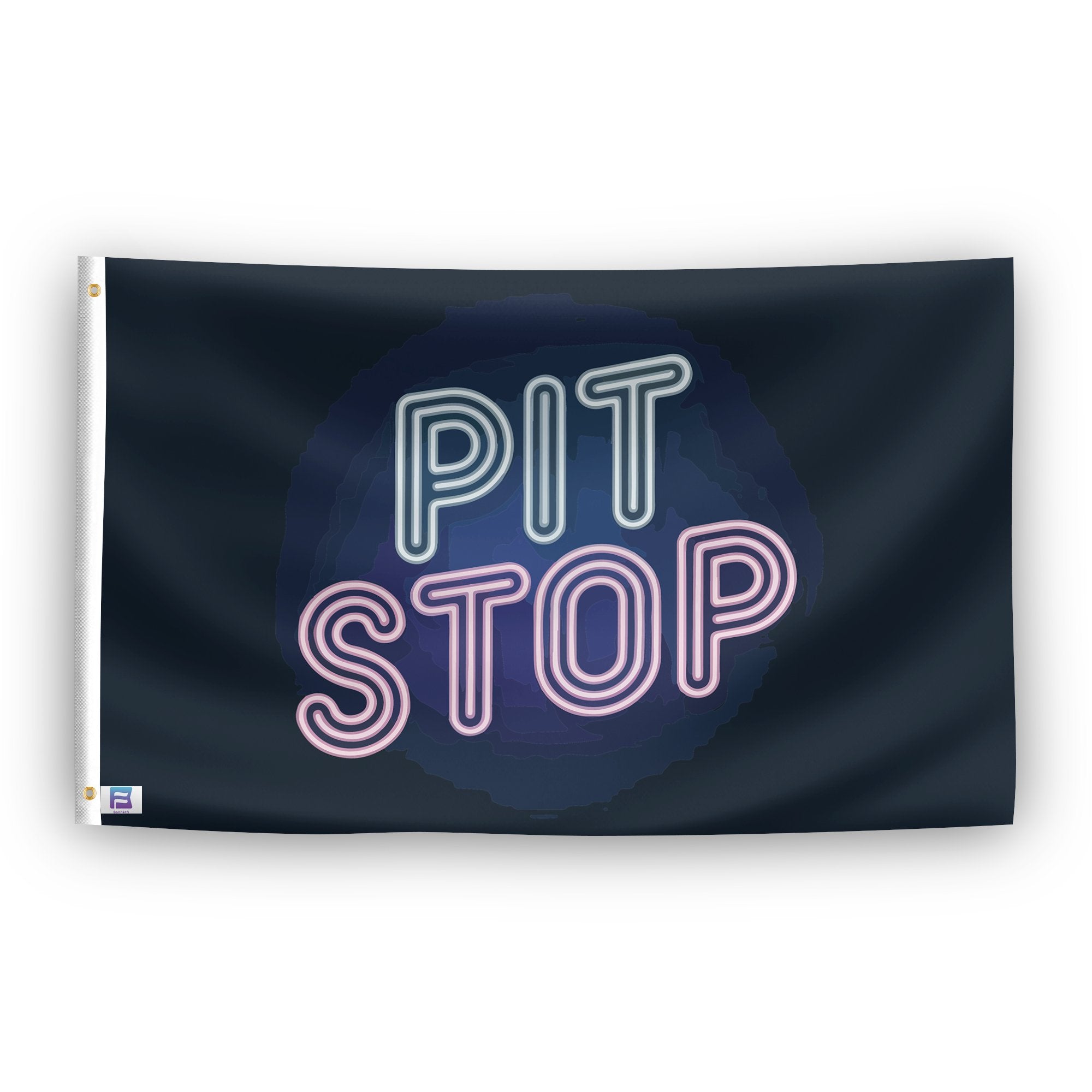 Pit Stop Flag – Neon Garage Decor | Bannerfi