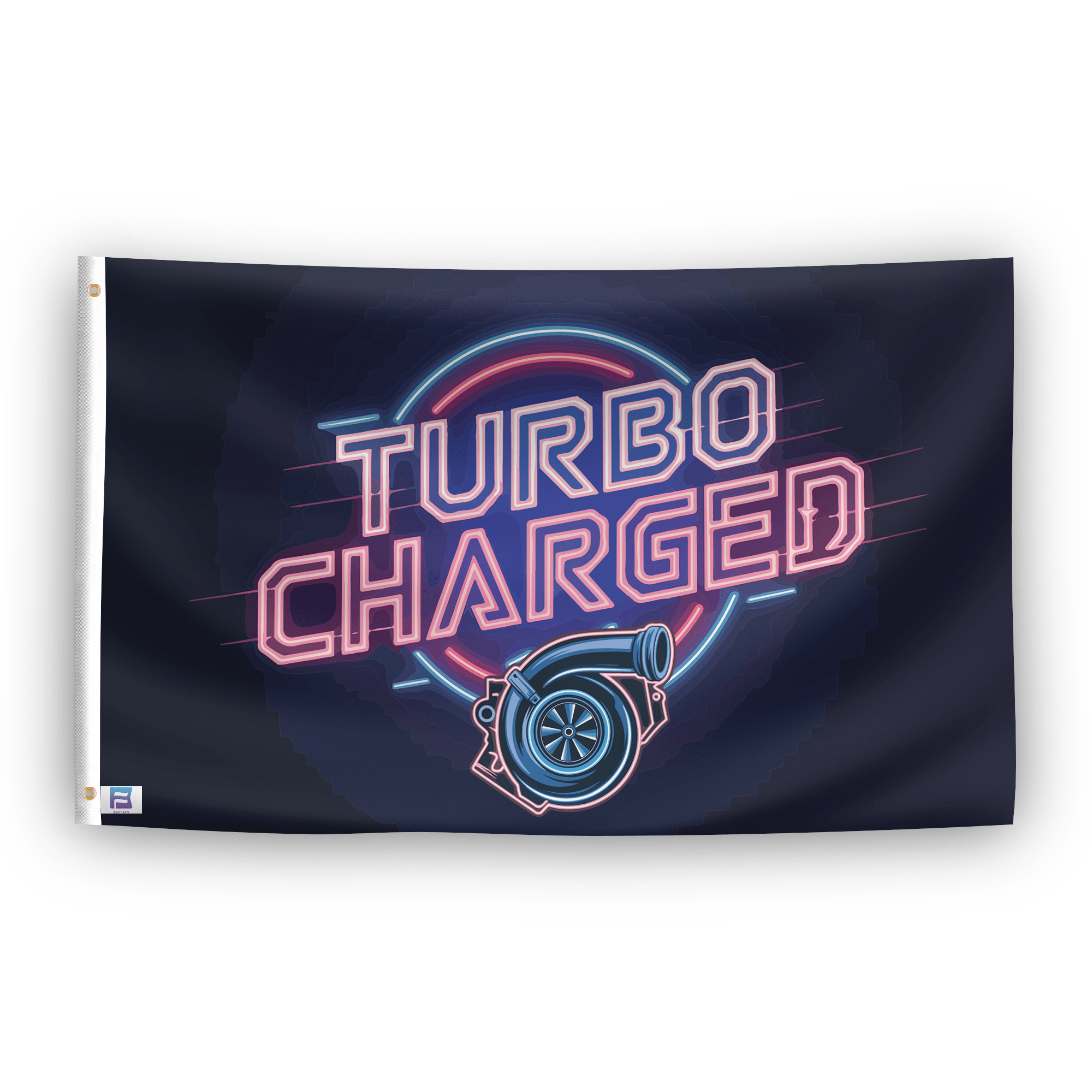 Turbo Charged Flag | Neon Automotive Garage Display Flag – Bannerfi