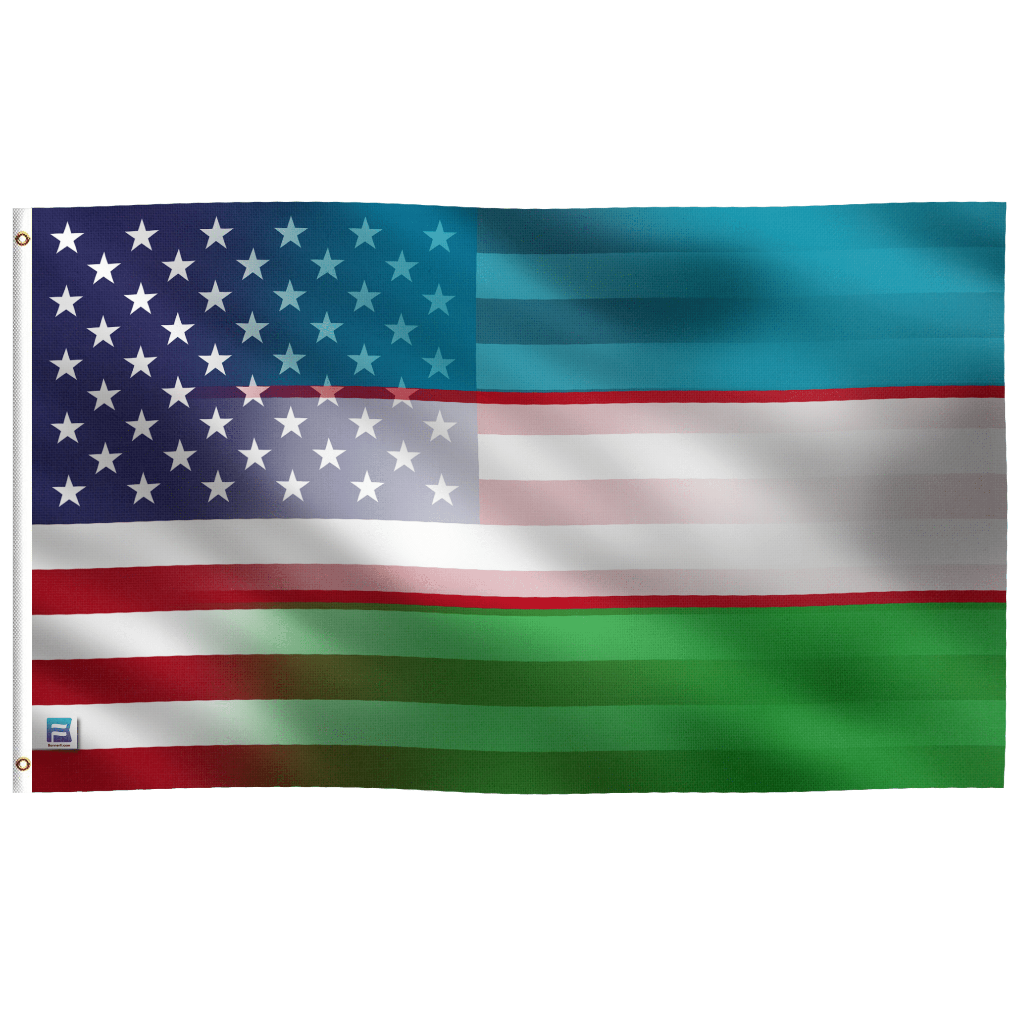 Uzbek American Hybrid Flag - Unique Cultural Decor – Bannerfi